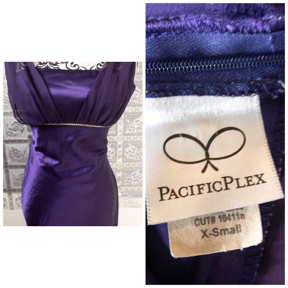 Pacificplex Satin Crystals Chiffon Prom Dress - Gem